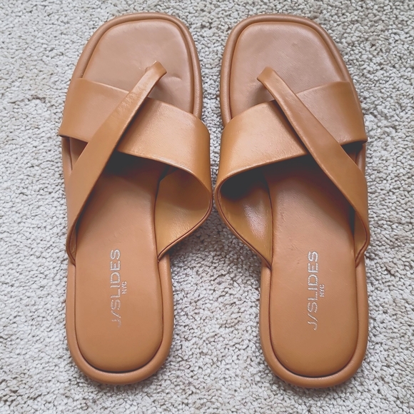 J Slides | Shoes | J Slides Nyc Tan Leather Yuri Size 85m | Poshmark